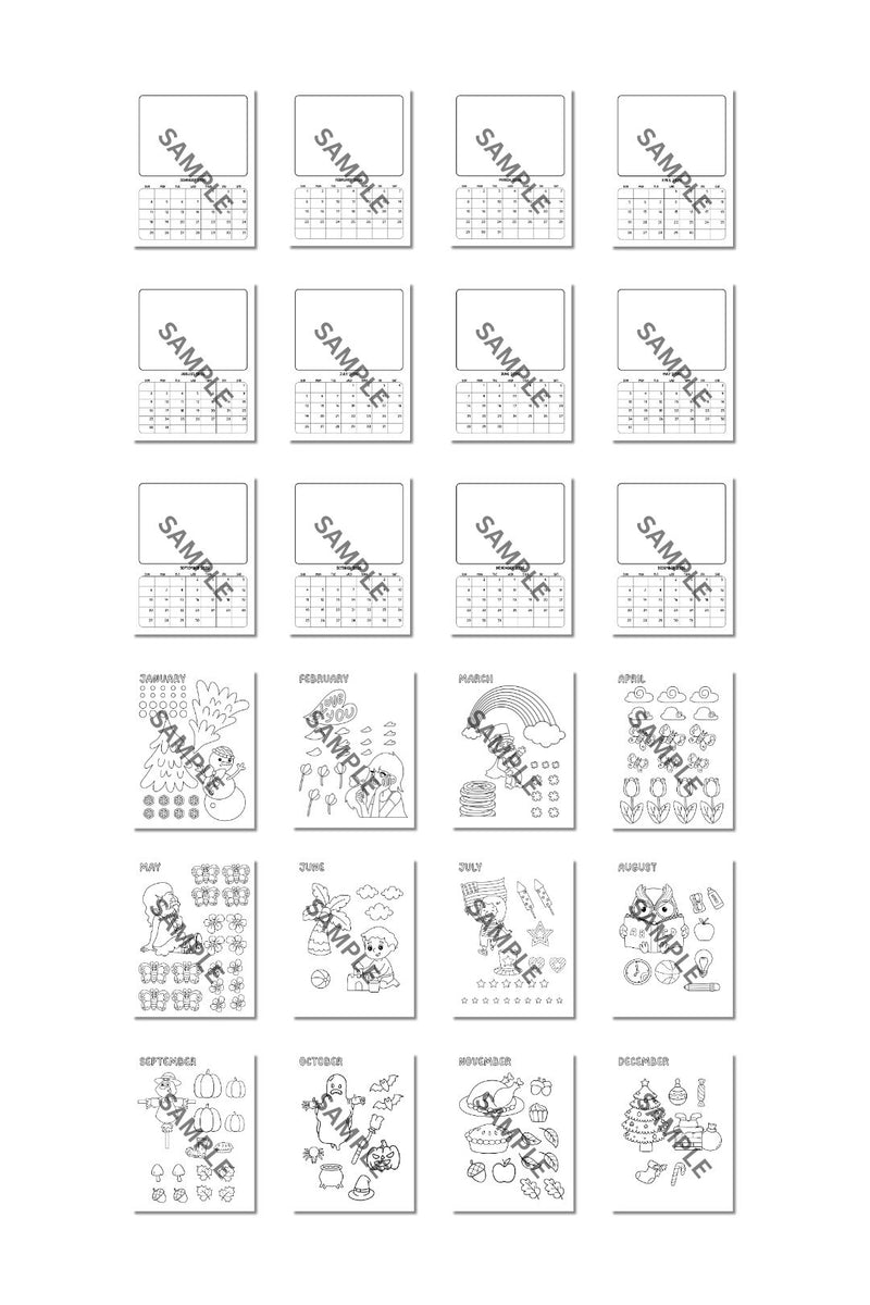 Calendar Cut and Paste Cratfts Printable ( 24 Pages )