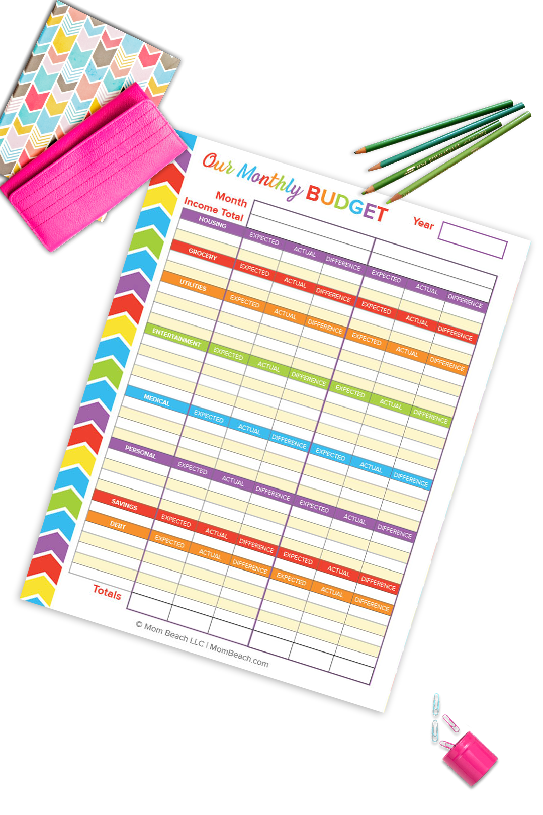 Monthly Budget Comparison Worksheet