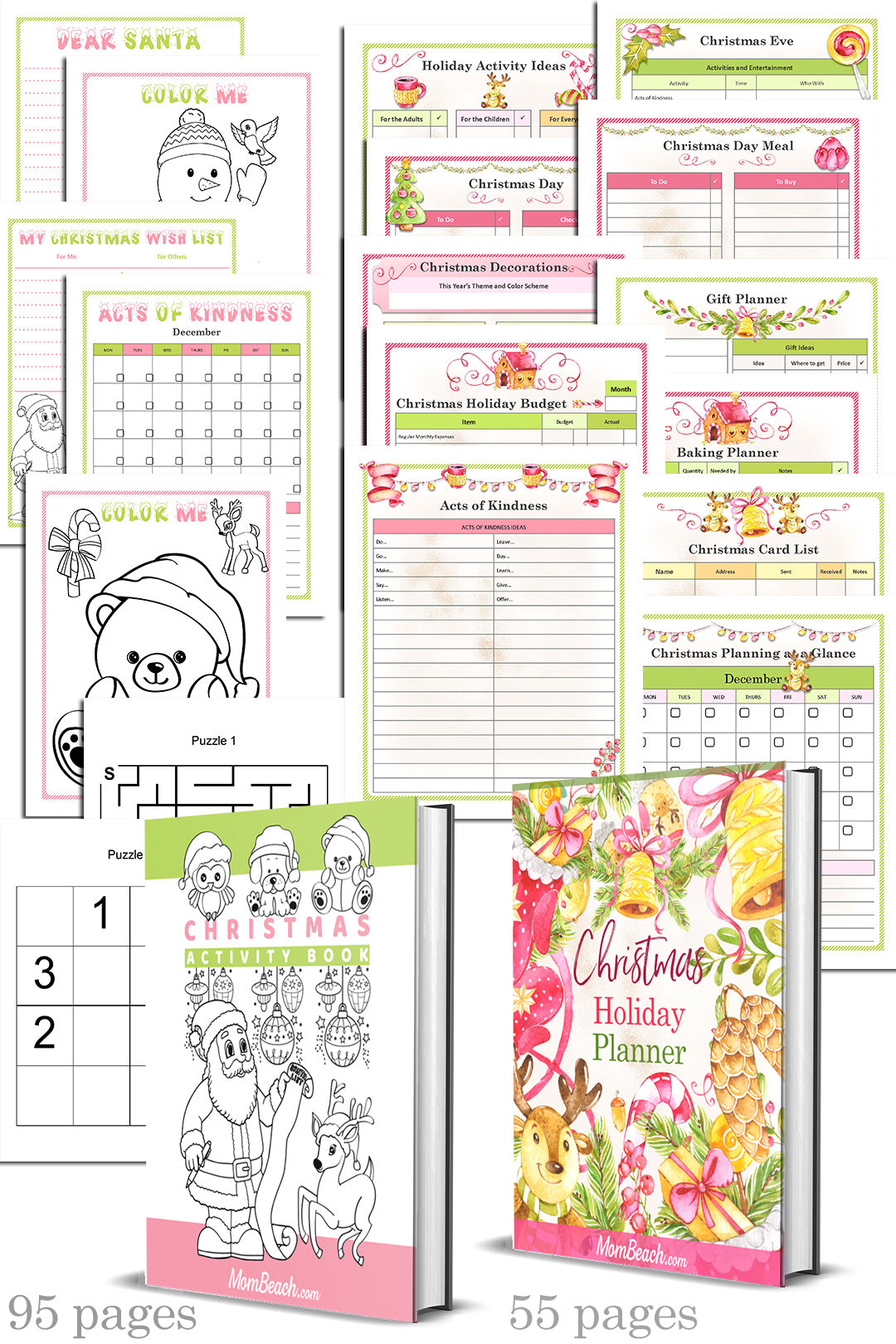 Christmas Planner and Kid's Activity Journal Bundle (150 pages in all)