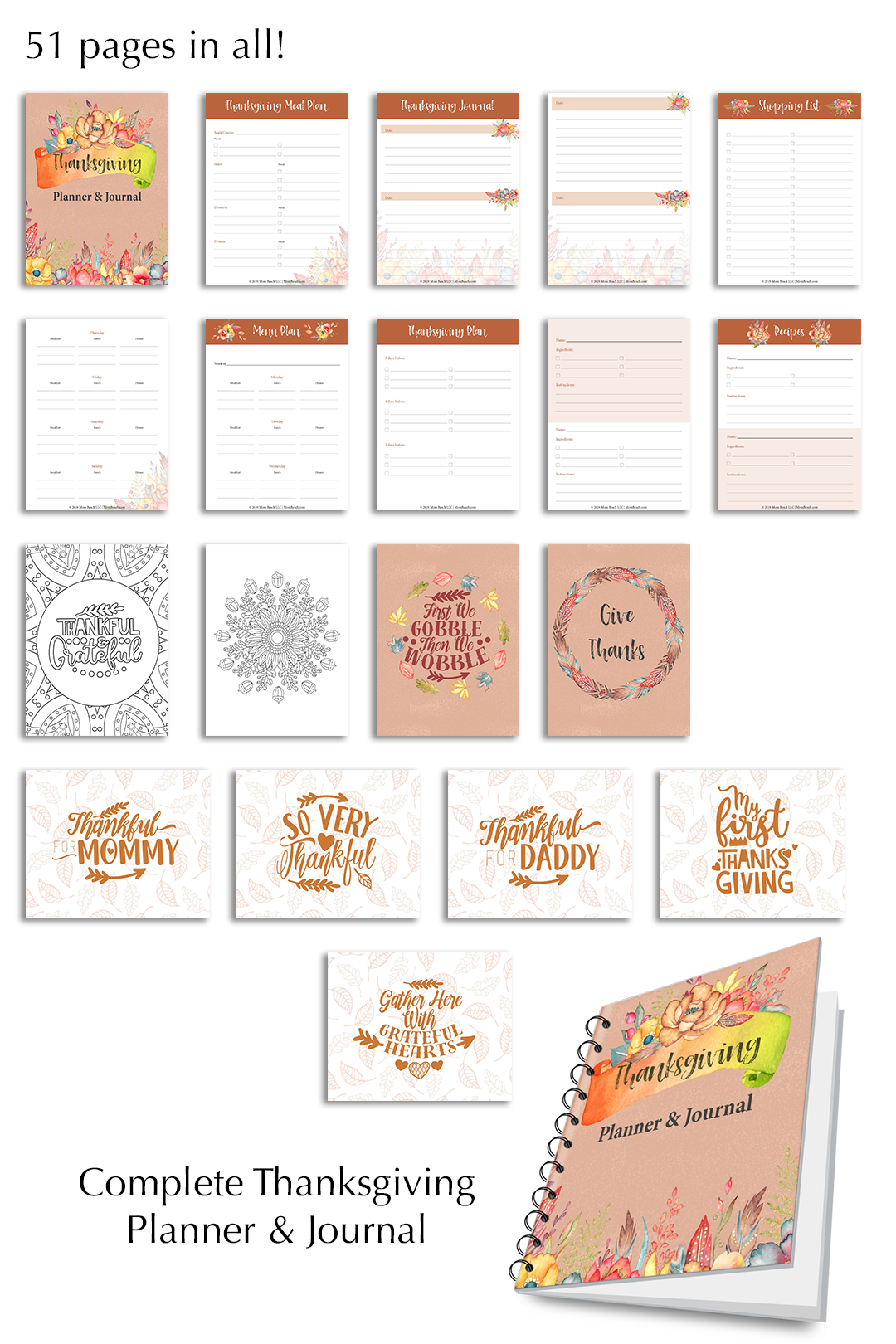 Thanksgiving Planner and Journal (51 Pages)
