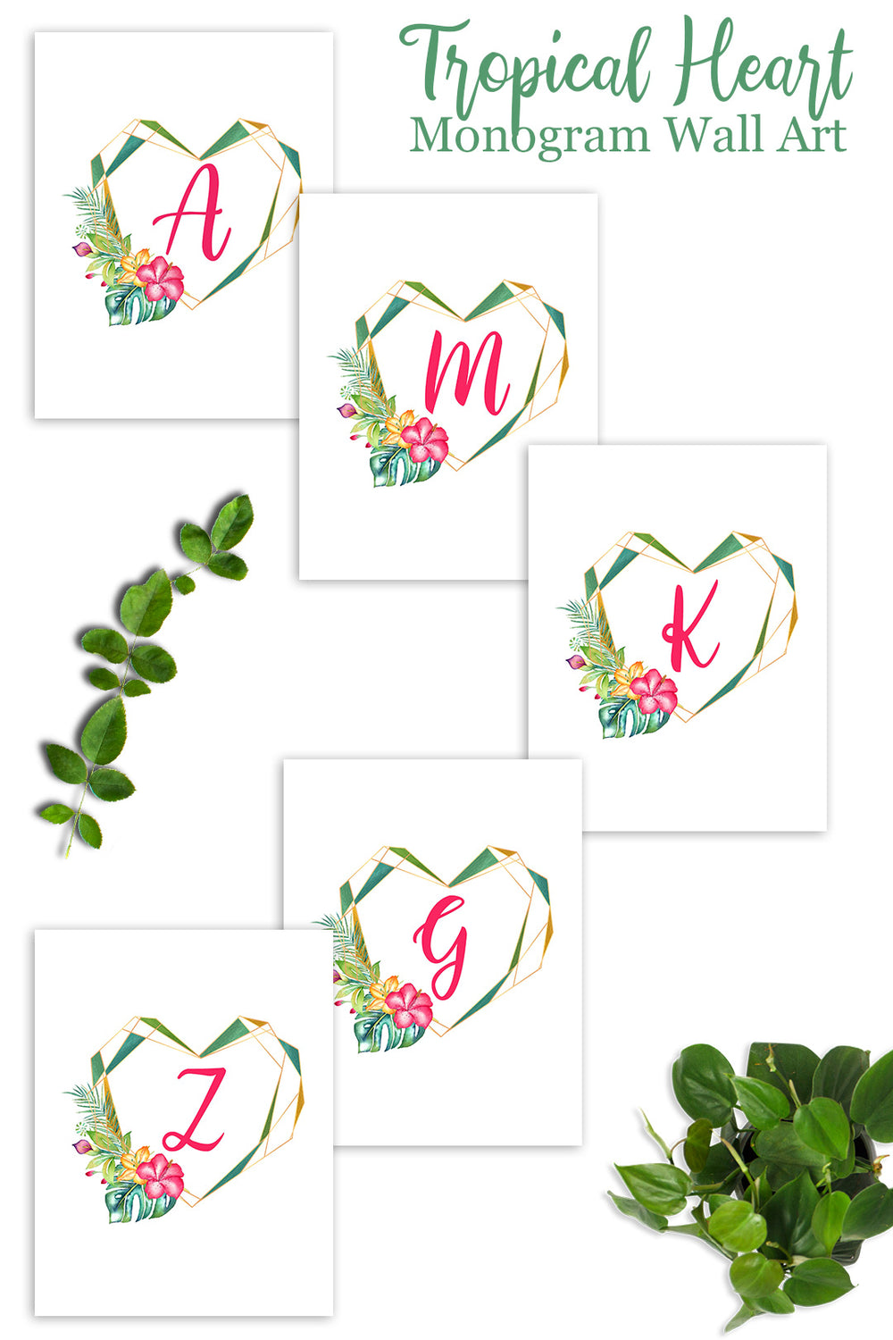 Tropical Heart Monogram Set (26 Pages)